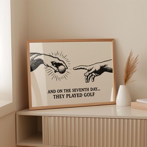 Funny Golf Art Print: Michelangelo Spoof, Gift for Golfers (digital ...