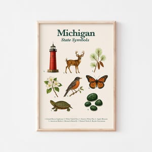 Michigan State Symbols Poster: Educational Wall Art (digital Download ...