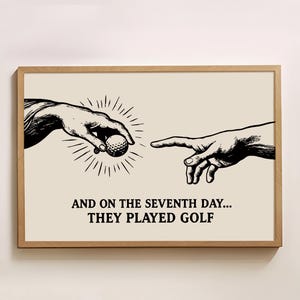Funny Golf Art Print: Michelangelo Spoof, Gift for Golfers (digital ...