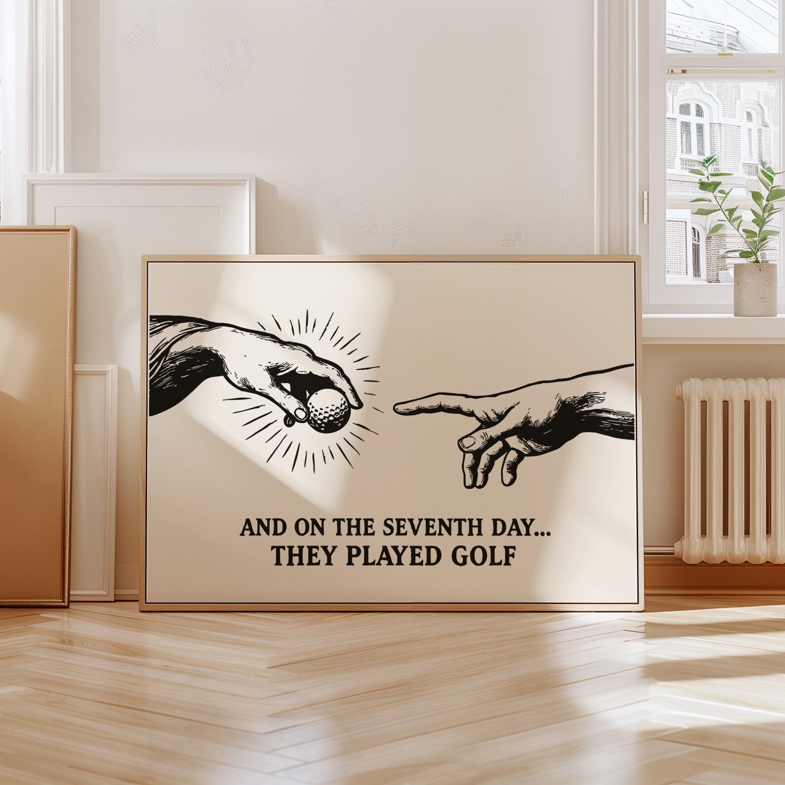 Funny Golf Art Print: Michelangelo Spoof, Gift for Golfers (digital ...