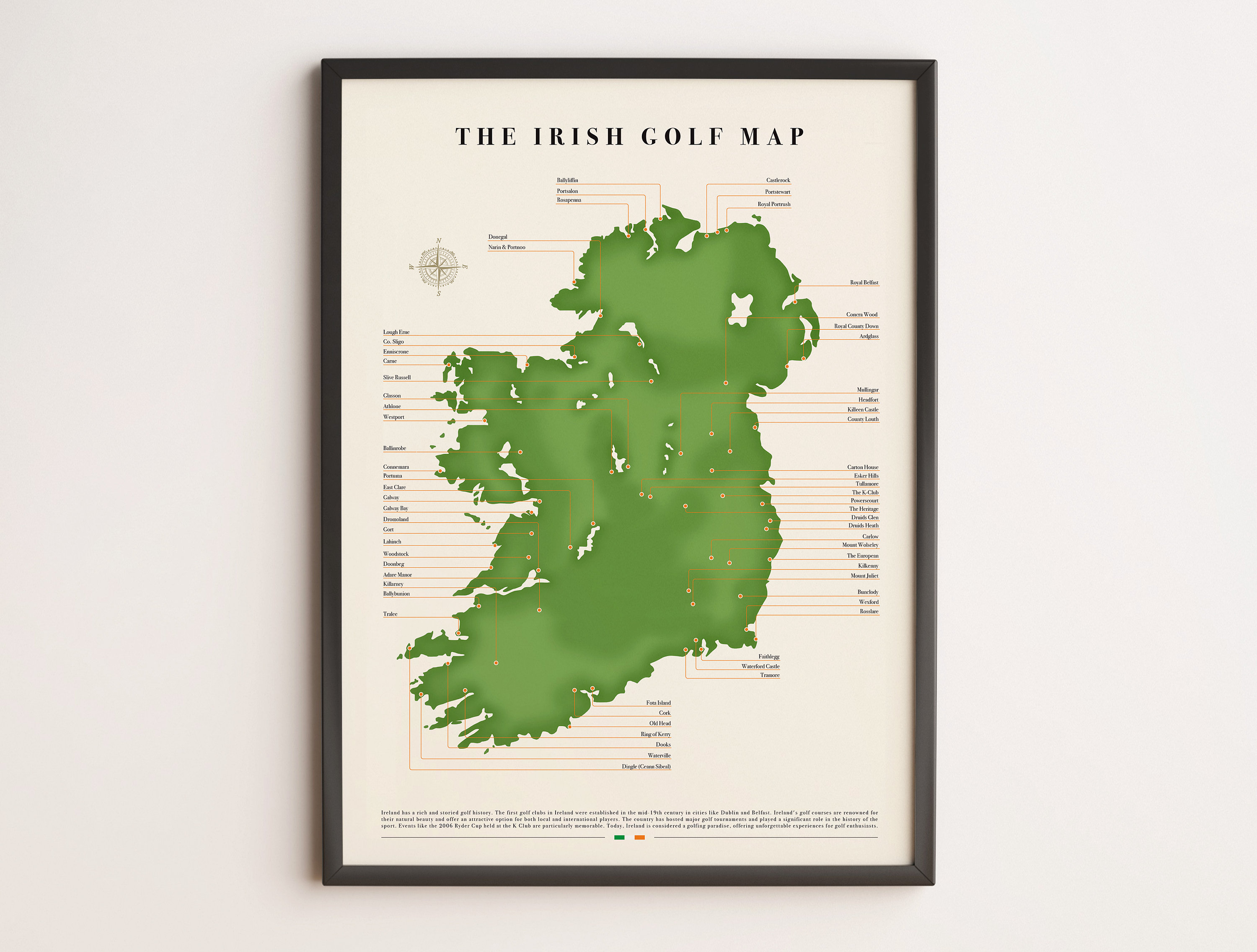 The Irish Golf Map Posters, Golf Travel Poster, Golf Map, Irish Golf ...