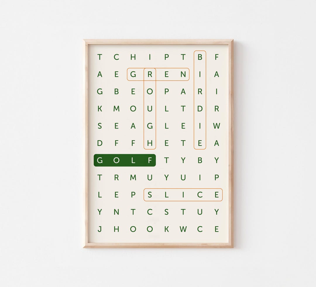 Golf Word Search Puzzle Poster Fun Golf Wall Art Golf Terms Word Puzzle ...