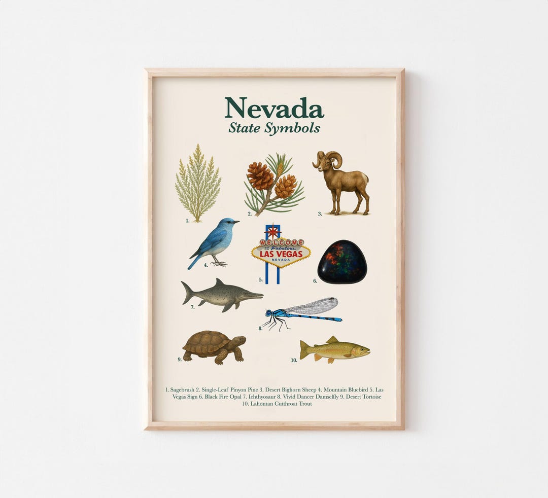 Nevada State Symbols Poster | Educational Printable | State Animal ...