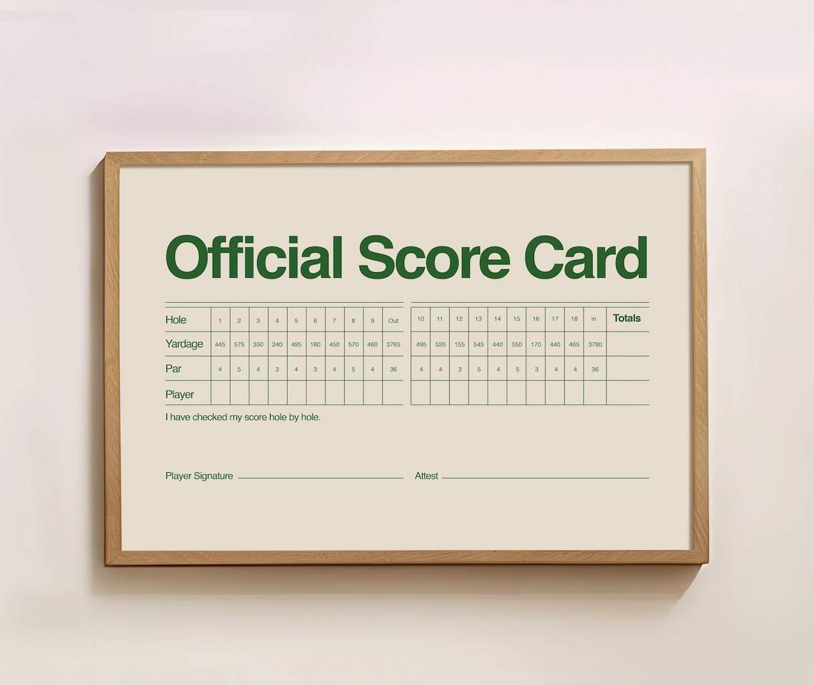 Golf Scorecard Poster | Golf Wall Art | Digital Download - Etsy