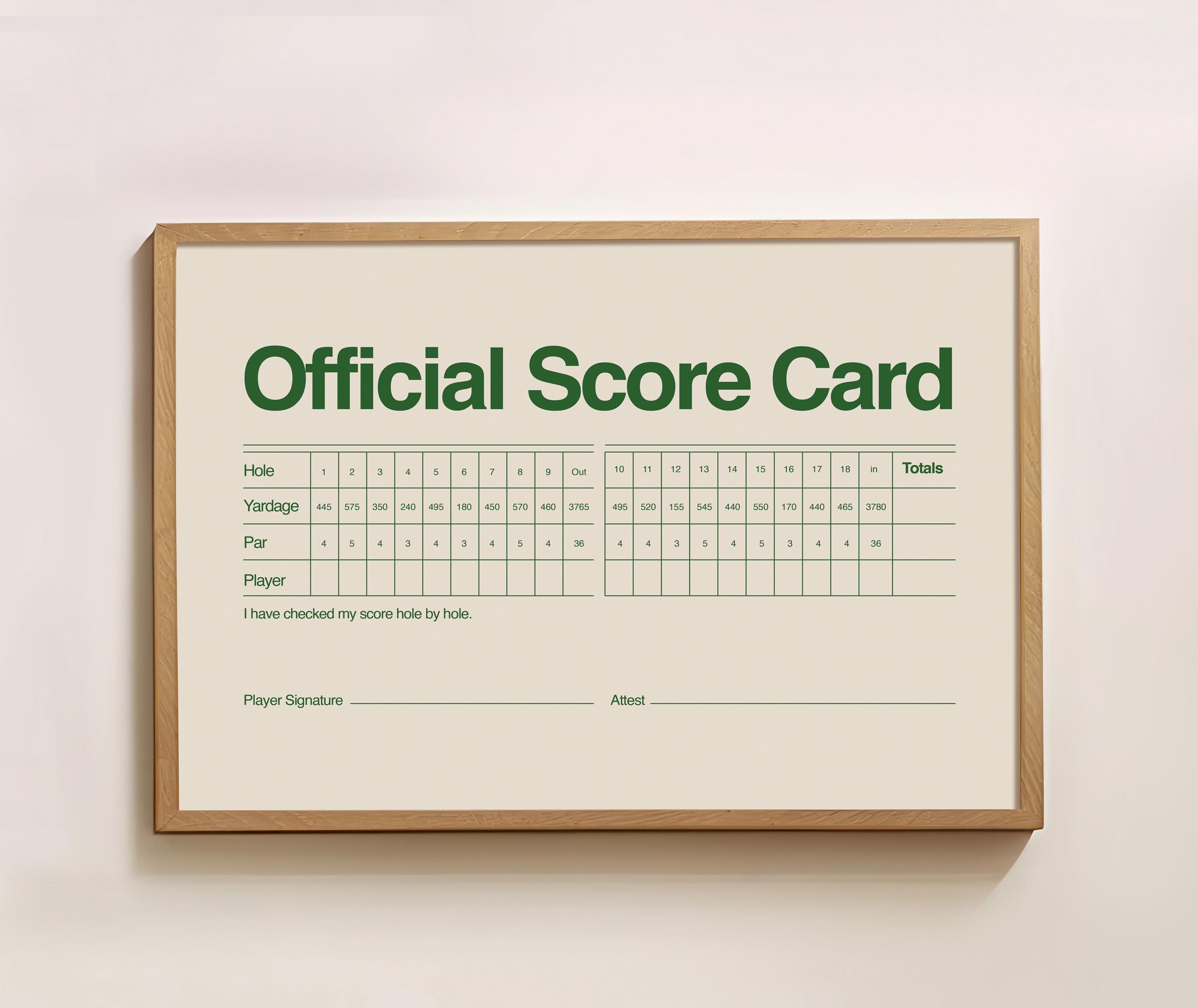 Golf Scorecard Poster | Golf Wall Art | Digital Download - Etsy