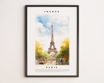 Watercolor Travel Prints, Touristic Gallery Set, Vacation City Illustration, Colorful City ...