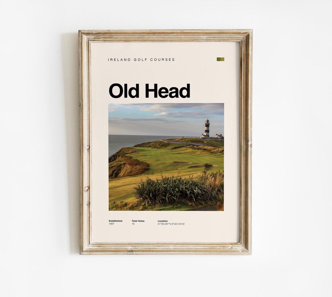 Old Head Golf Course Poster - Vintage Style - Golf Lover Gift and Decor ...
