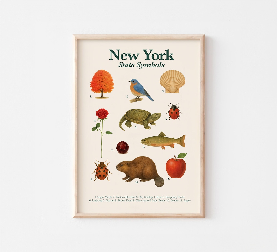 New York State Symbols Poster | Educational Printable | State Animal ...