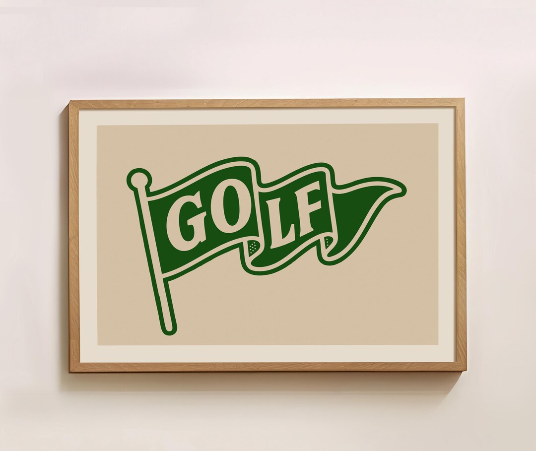 Retro Golf Flag Poster | Vintage Golf Wall Art | Minimal Sports Decor ...