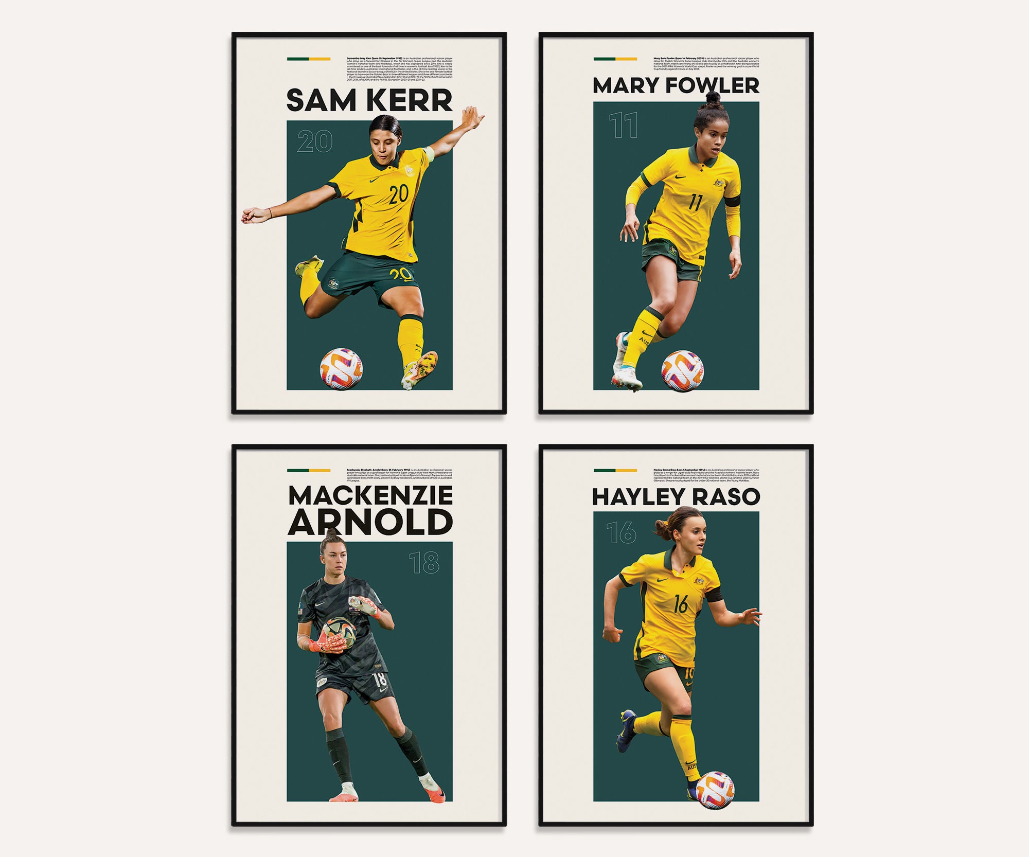 Matildas Poster Gift Set of 4 Bundle Womens Footballer Wall - Etsy