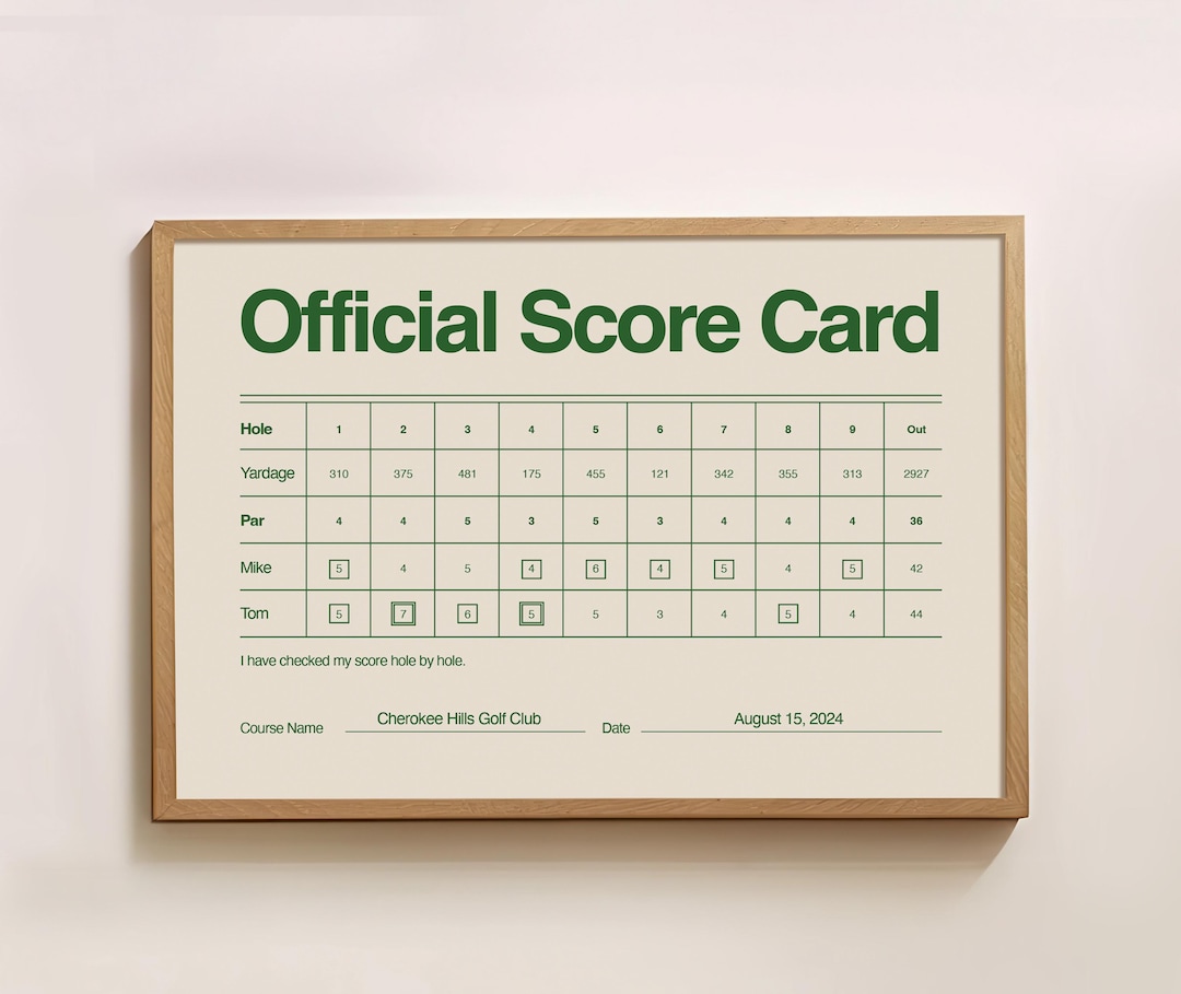 Customize Golf Score Card, Personelize Golf Poster, Golf Print, Golf ...