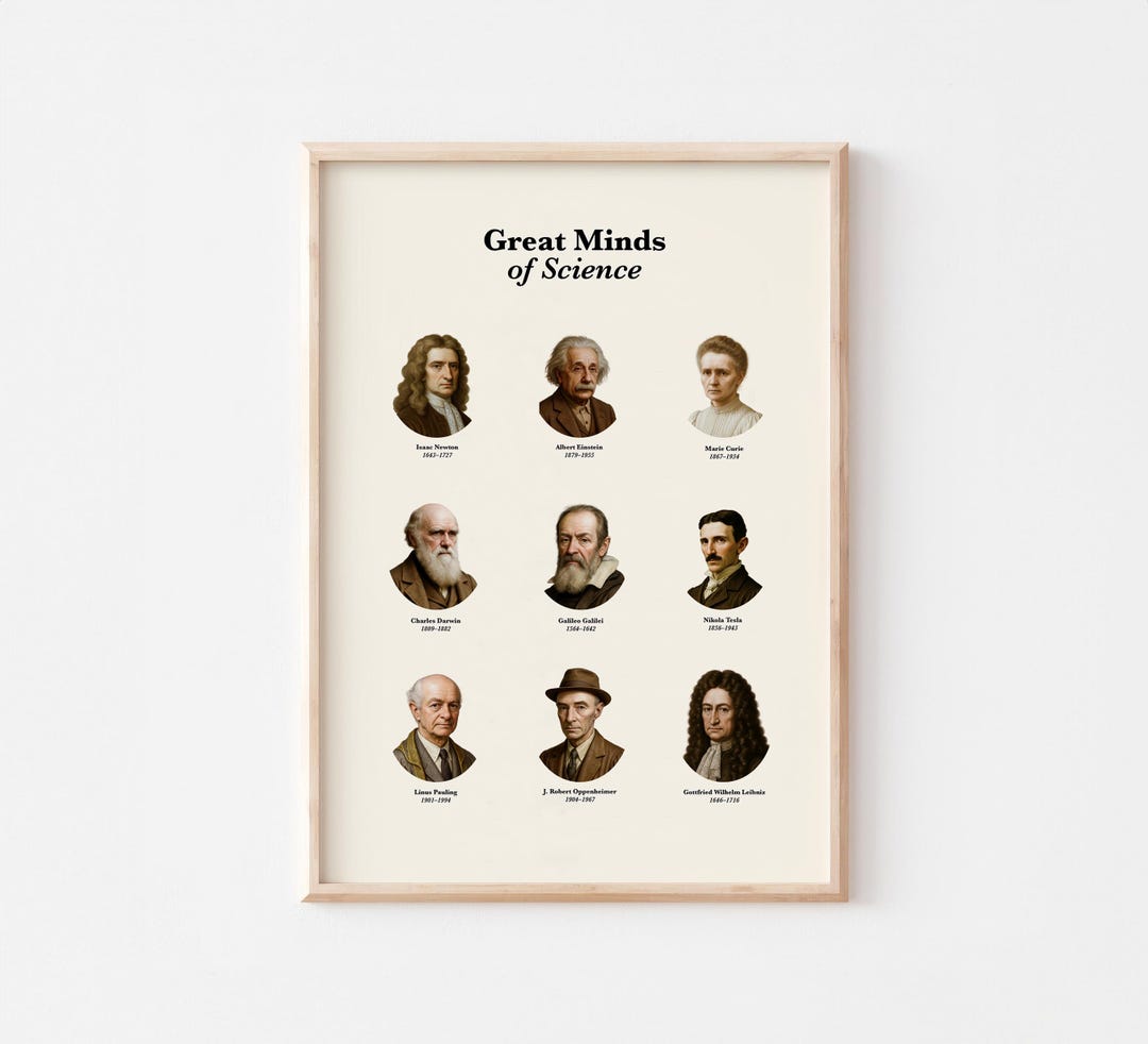 Great Minds of Science Poster – Inspirational Wall Art Featuring ...