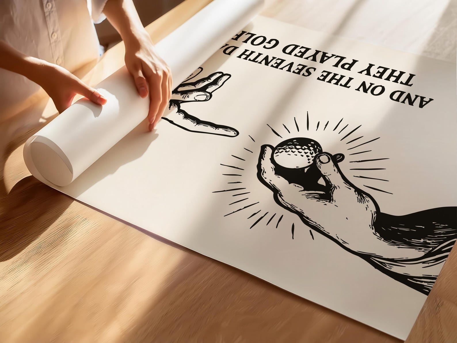 Funny Golf Art Print: Michelangelo Spoof, Gift for Golfers (digital ...