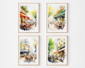 Watercolor Travel Prints, Touristic Gallery Set, Vacation City Illustration, Colorful City ...