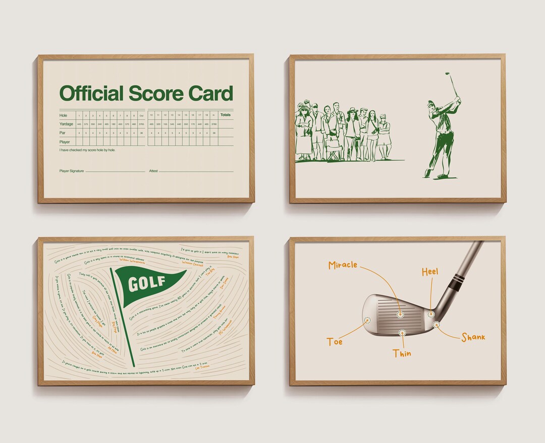 Golf Poster Set 4 Bundle, Golf Poster, Golf Print, Golf Wall Decor ...