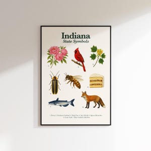 Indiana State Symbols Poster: Vintage Educational Art (digital Download ...