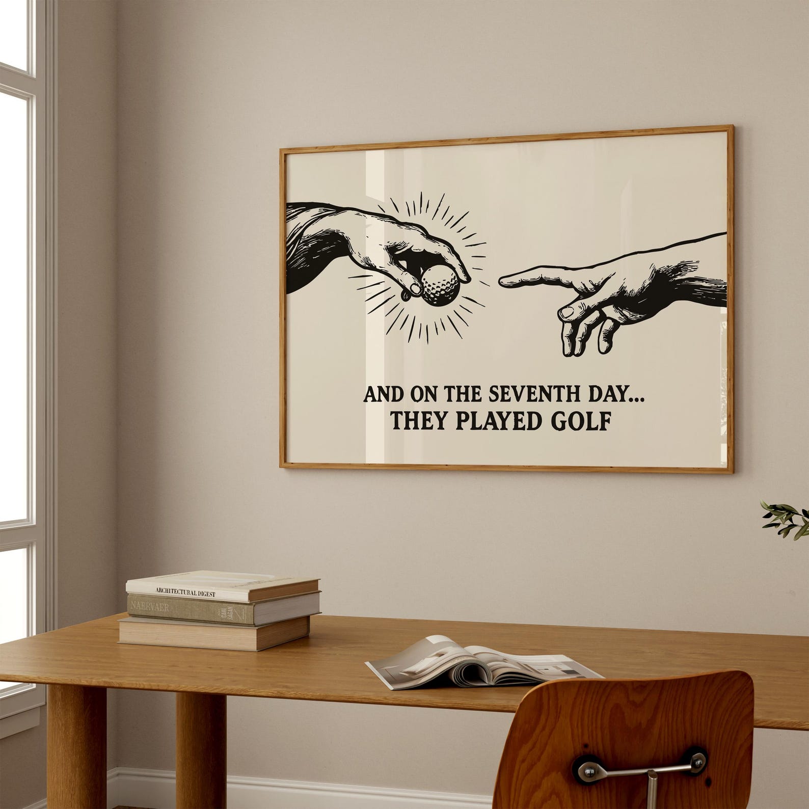 Funny Golf Art Print: Michelangelo Spoof, Gift for Golfers (digital ...