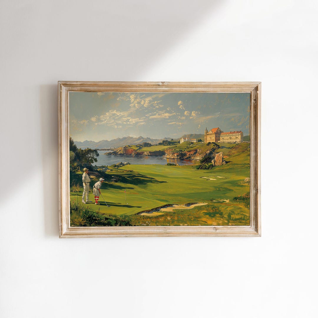 Golf Course Vintage Art, Golf Course Landscape, Golf Print, Golf Wall ...