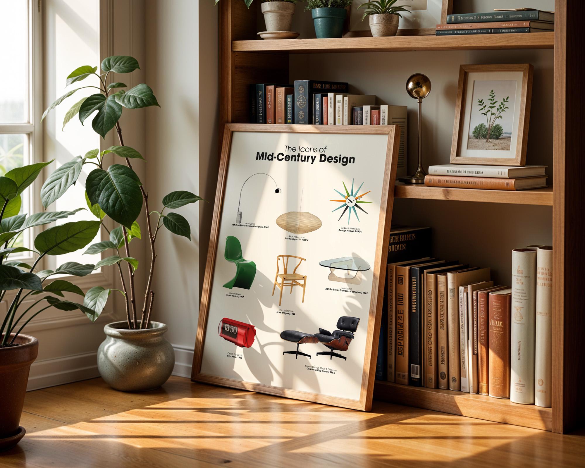 Mid Century Modern Icons Poster, Minimalist Wall Art, Retro Design ...