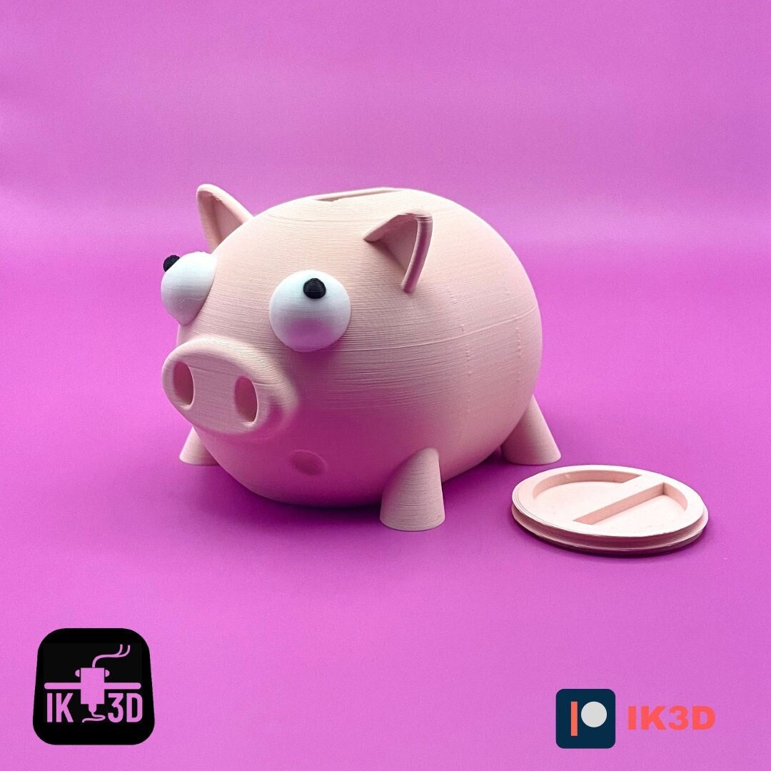 Piggy Bank STL Files for 3D Printing, Pig Money Box Digital Files, Cute Pig for Coins, Kids Room ...