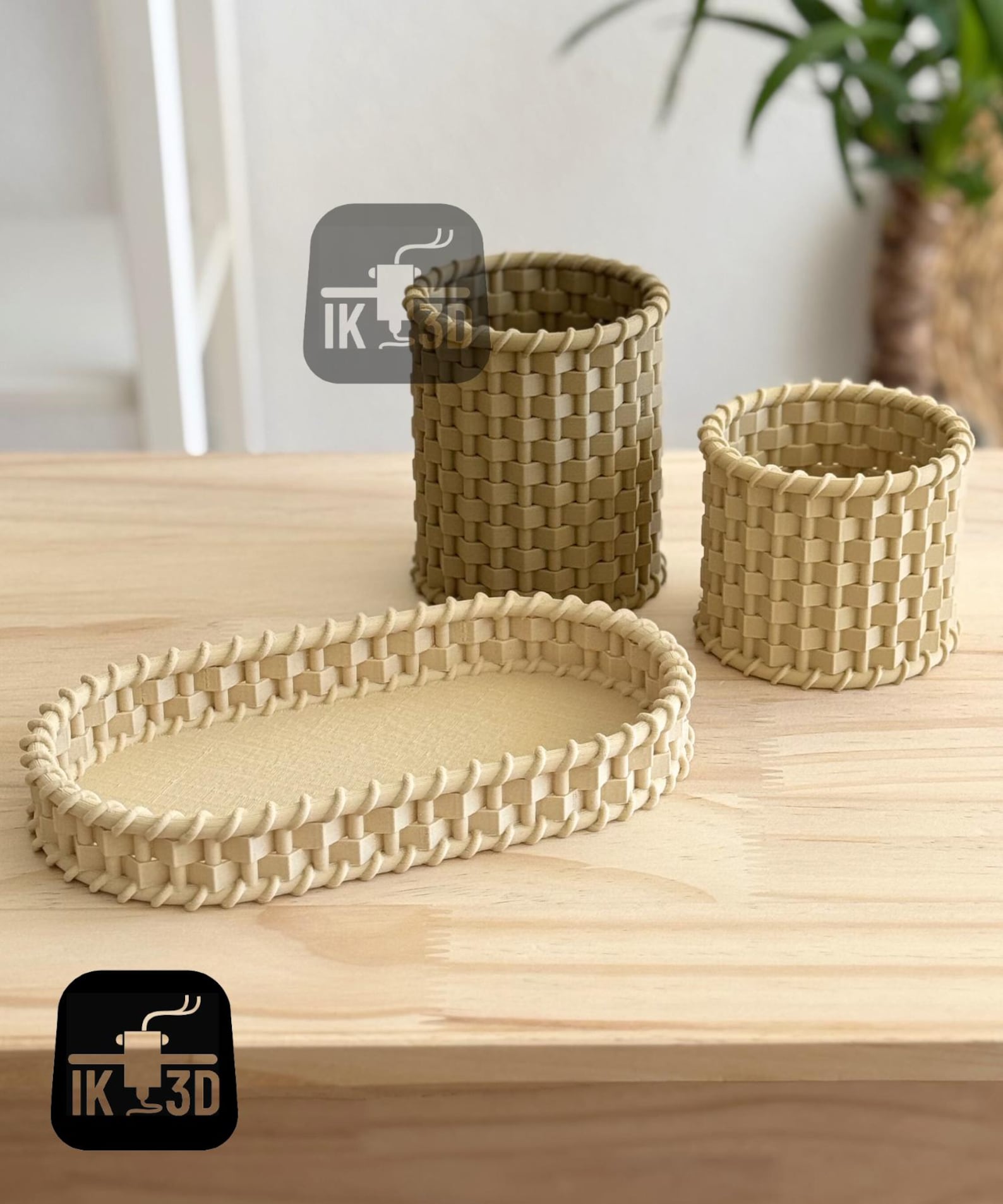 3D Printable Wicker Basket Container Set, STL for 3D Printing, Storage ...