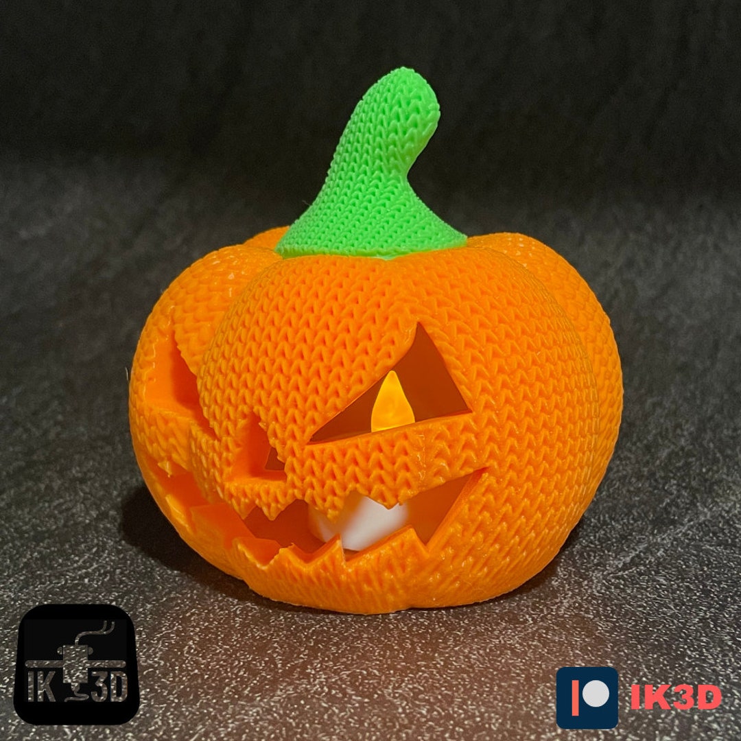 3D Printed Knitted Pumpkin STL Files: Halloween Jack O Lantern (digital ...