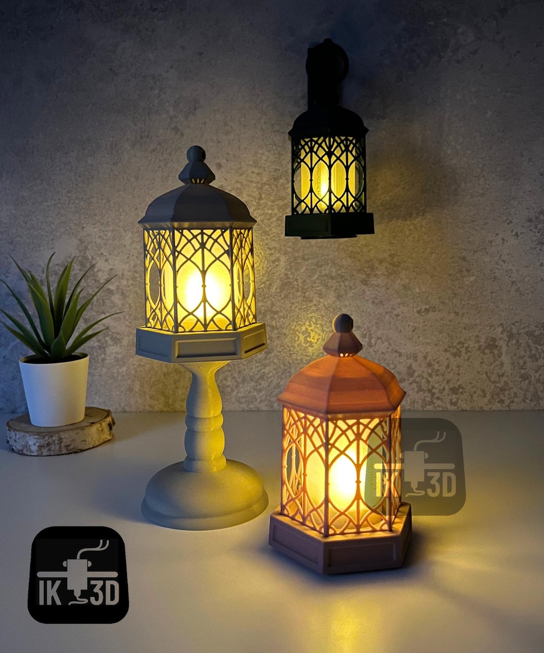 STL 3D Printing Files Lamp, Lantern Ornament LED Candle 3D Model, Wall ...