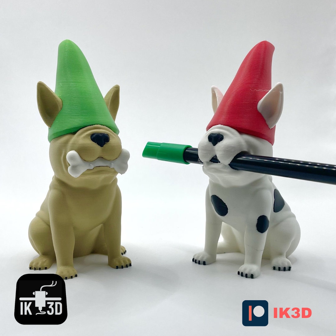 STL Files for 3D Printing Dog With Gnome Hat, Cute Dog Figurine Digital ...