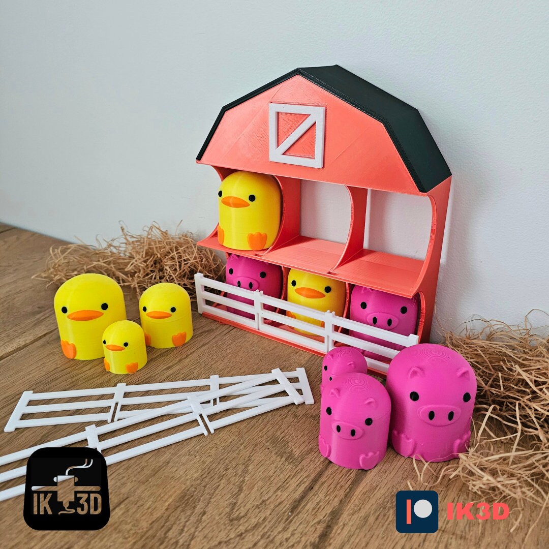 Tic Tac Toe STL 3D Printing Files, Stacking Tic-tac-toe Farm Animals ...