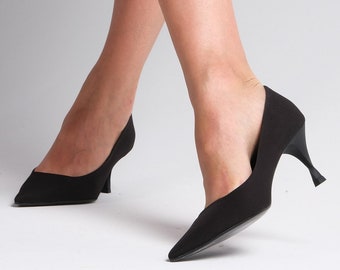 Black Mules Kitten Heels - Etsy