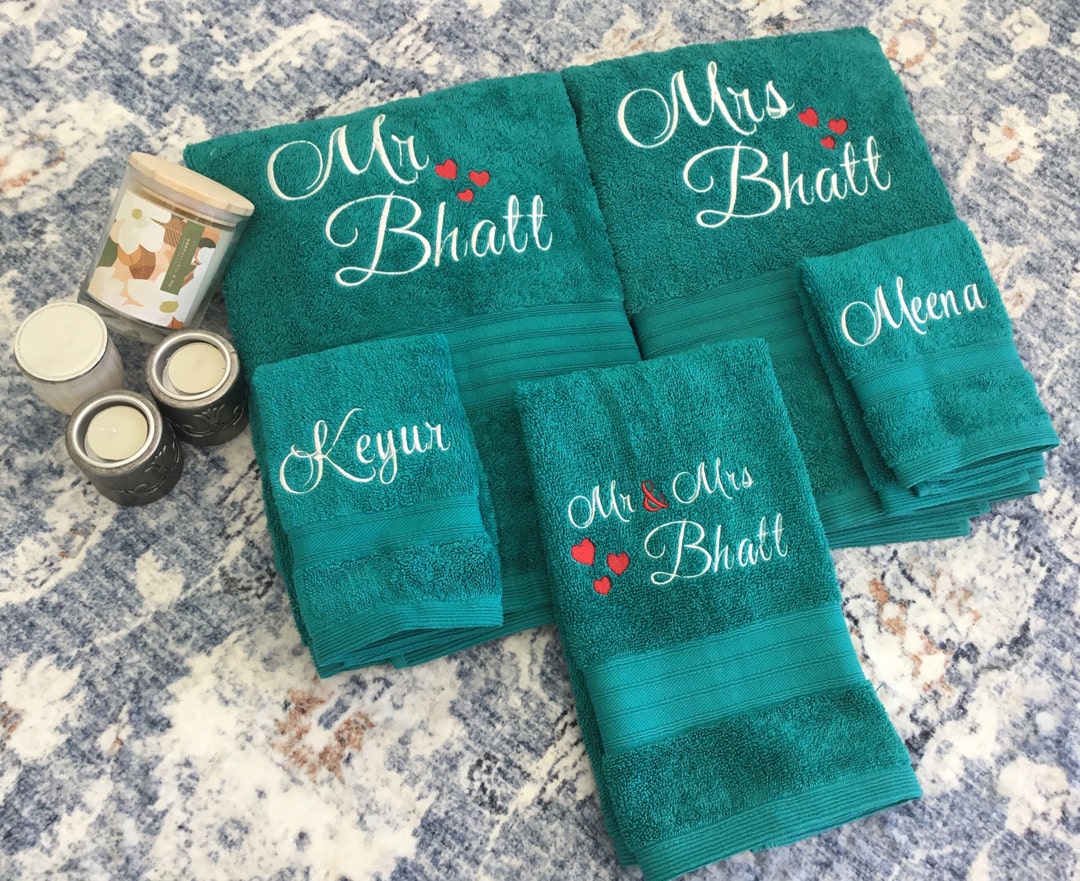 Mr and Mrs Personalised Towel Set /unique Wedding Gift for Couple ...