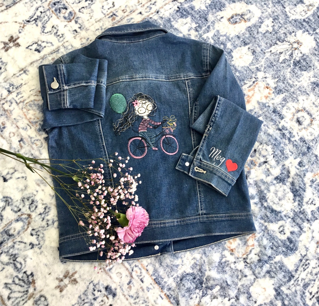 Personalised Girl Denim Jacket/ Embroidered Denim Jacket/ Little Girl ...