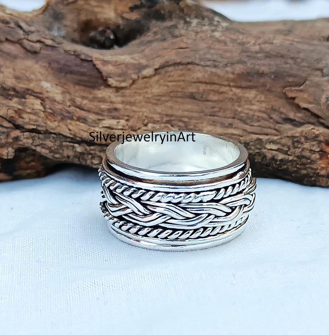 Handmade Sterling Silver Spinner Ring: Women's Stacking Band - Etsy