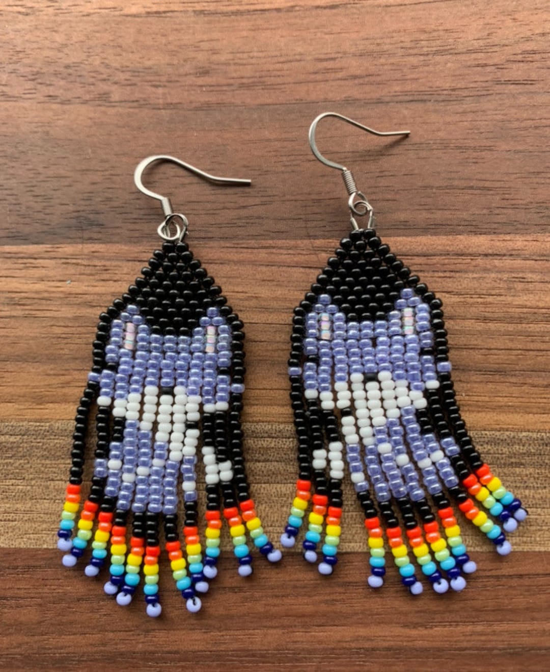 Beaded Fox Earrings Beaded Red Fox Earrings Beaded Purple Fox Earrings ...