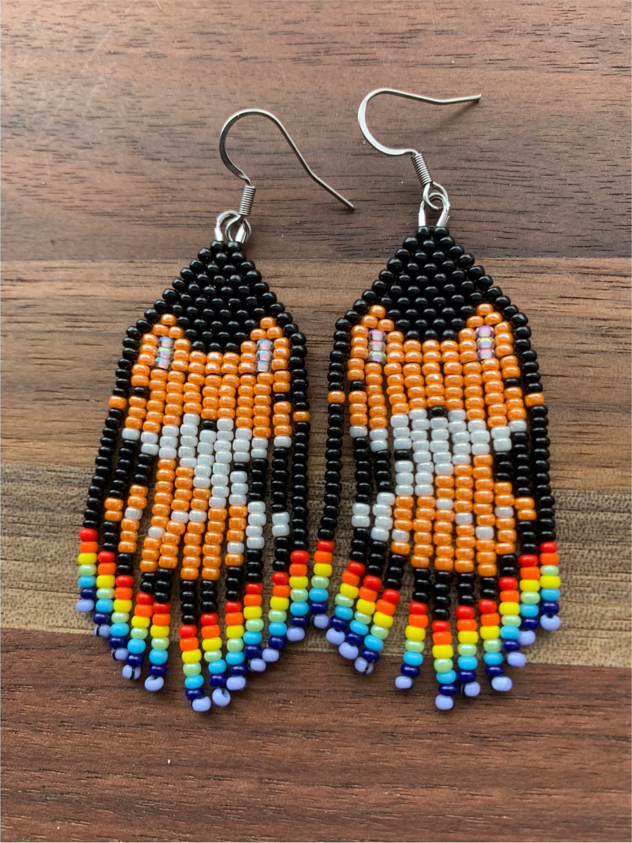 Beaded Fox Earrings Beaded Red Fox Earrings Beaded Purple Fox Earrings ...