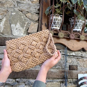 Macrame Camel Clutch /bohemian Handmade Camel Purse / Luxury Women's ...