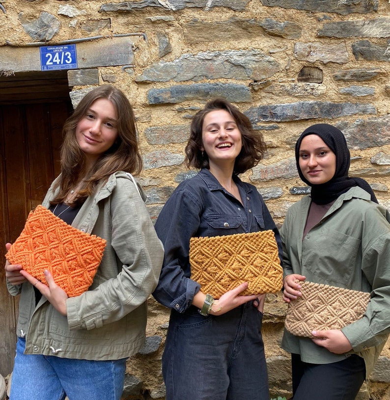 Bohemian Macrame Clutch Bag / Handmade Caramel Clutch / Designer Bag ...