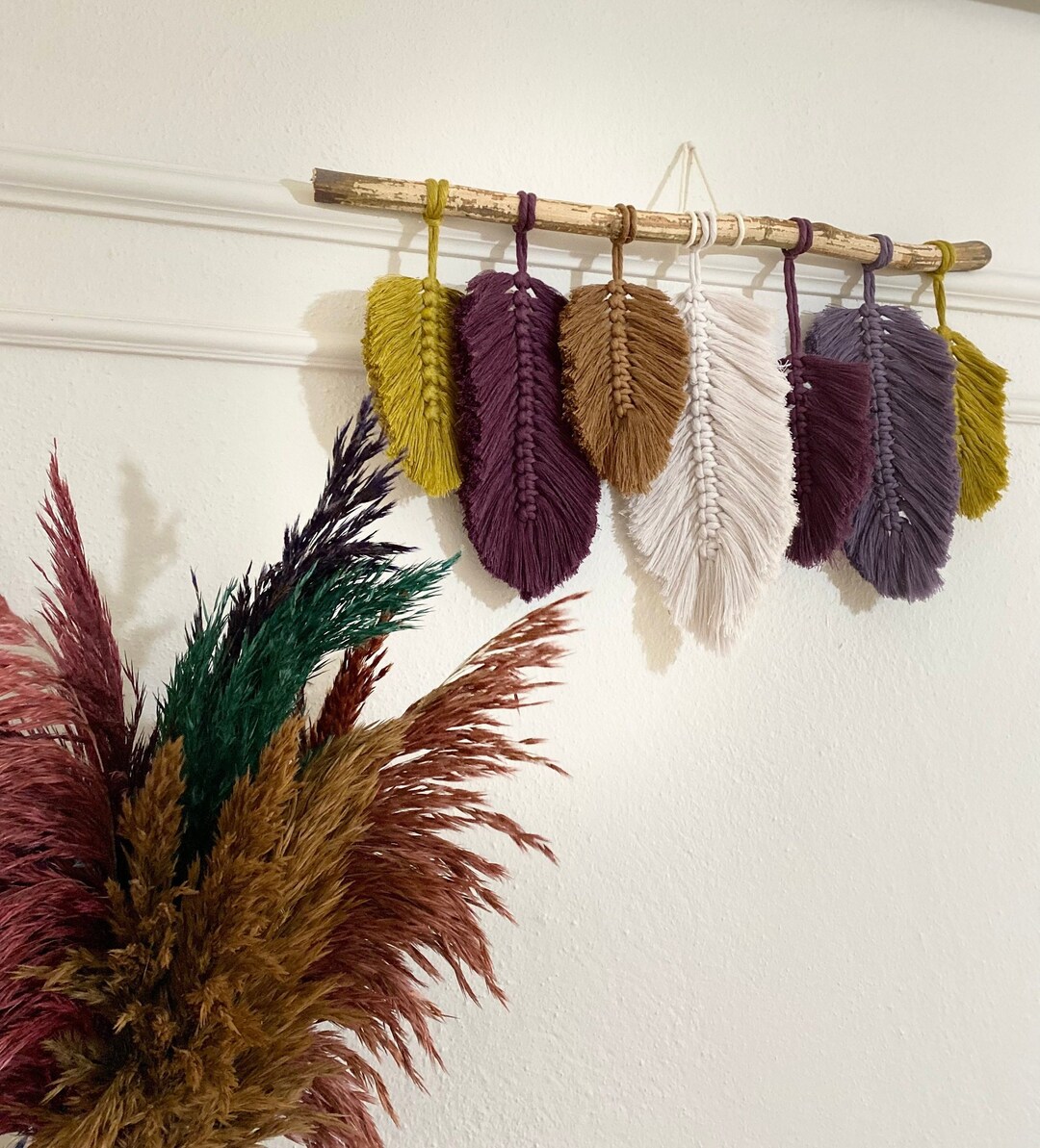 Feathers Wall Hangings / Macrame Wall Hangings / Boho Wall - Etsy