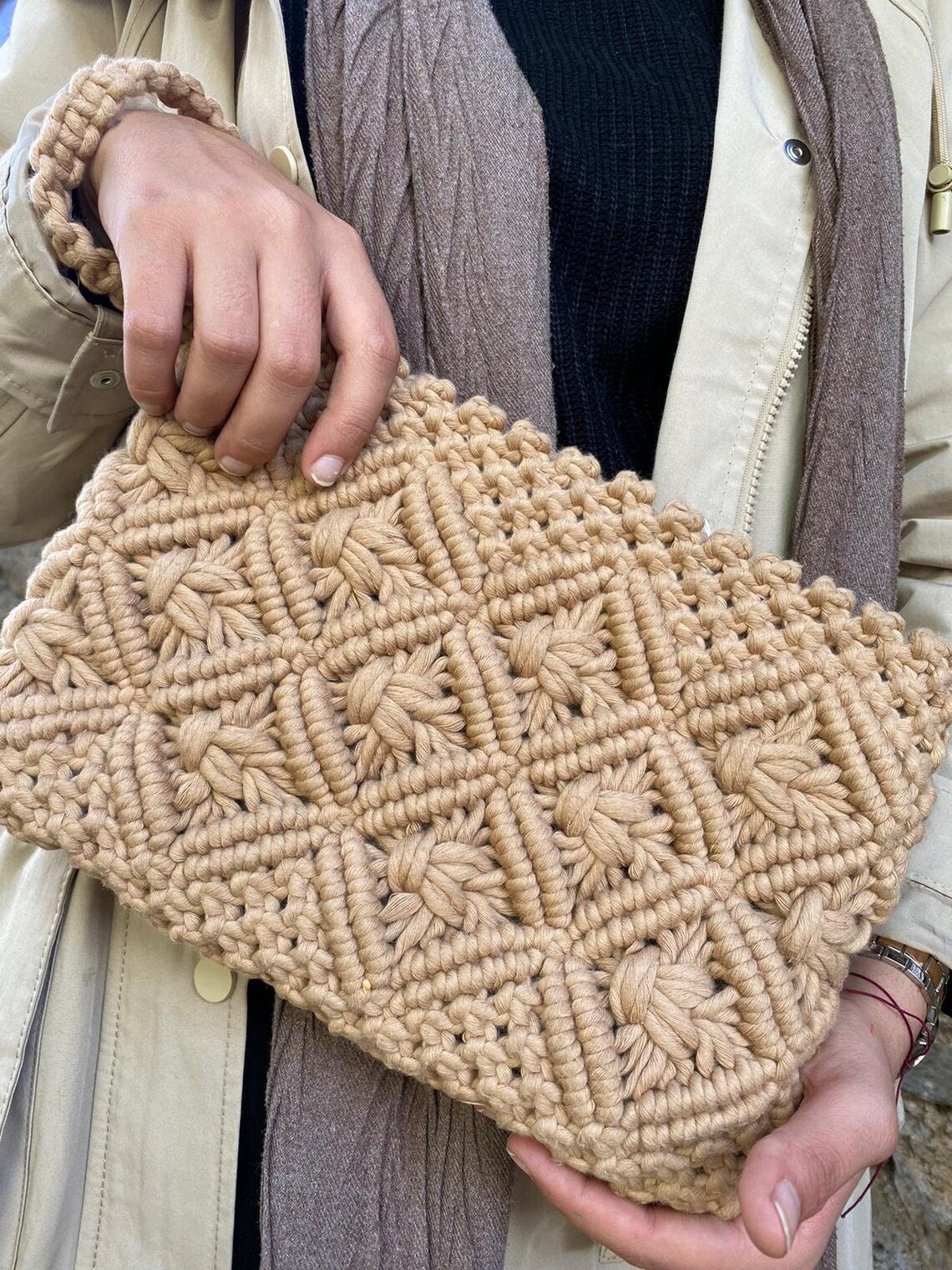 Macrame Camel Clutch /bohemian Handmade Camel Purse / Luxury Women's ...