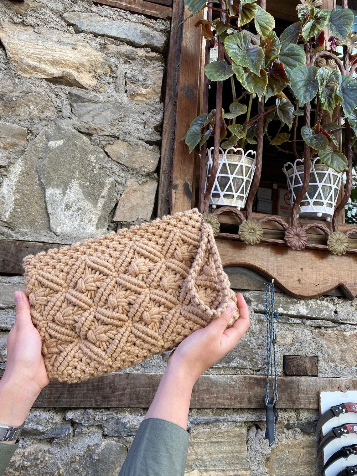 Macrame Camel Clutch /bohemian Handmade Camel Purse / Luxury Women's ...