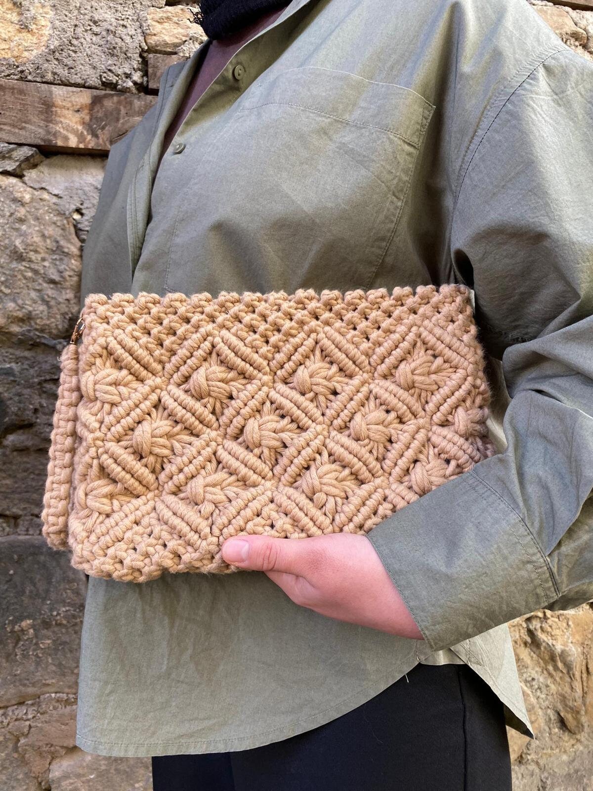 Macrame Camel Clutch /bohemian Handmade Camel Purse / Luxury Women's ...
