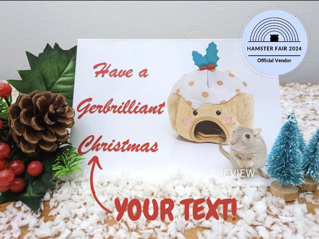 Custom Cute Gerbil Christmas Card, Have a Gerbrilliant Christmas ...
