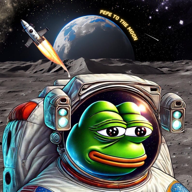 Pepe Frog to the Moon Poster: Crypto Meme Art (digital Download) - Etsy