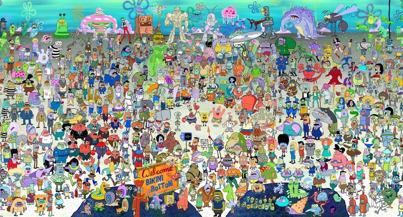 Spongebob Squarepants All Cartoon Characters Collection Wall Art ...