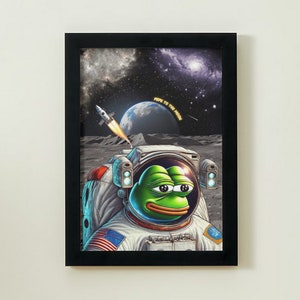 Pepe Frog to the Moon Poster: Crypto Meme Art (digital Download) - Etsy