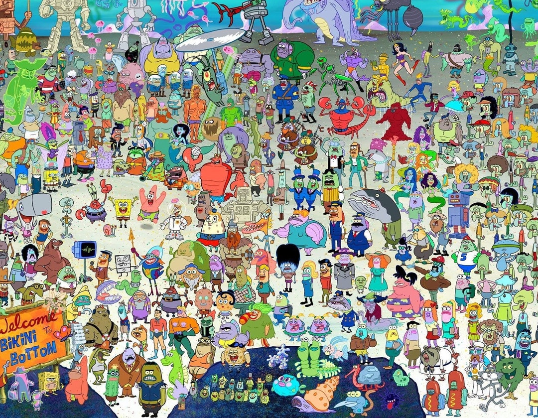Spongebob Squarepants All Cartoon Characters Collection Wall Art ...
