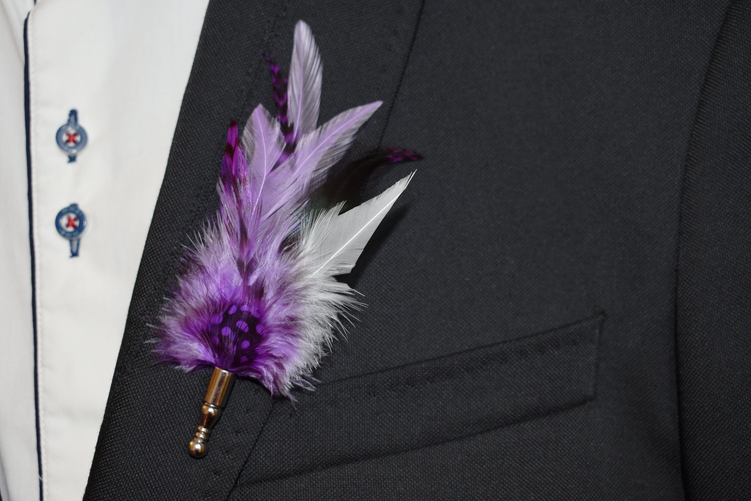 Lapel Pin Feather Boutonniere Feathers Brooch Wedding & - Etsy