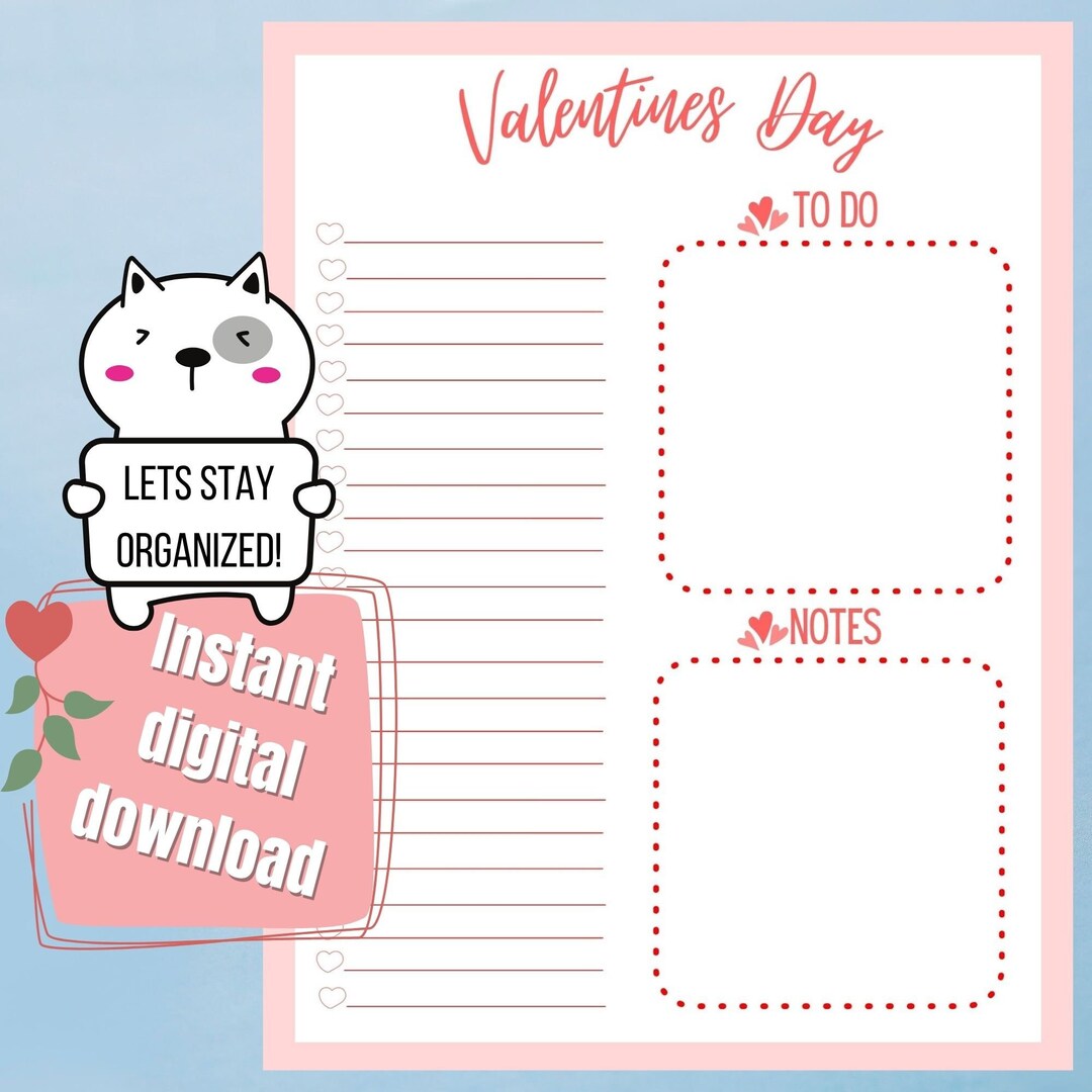 Valentines Day, Check List, Cute, Simple, Printable, Download - Etsy