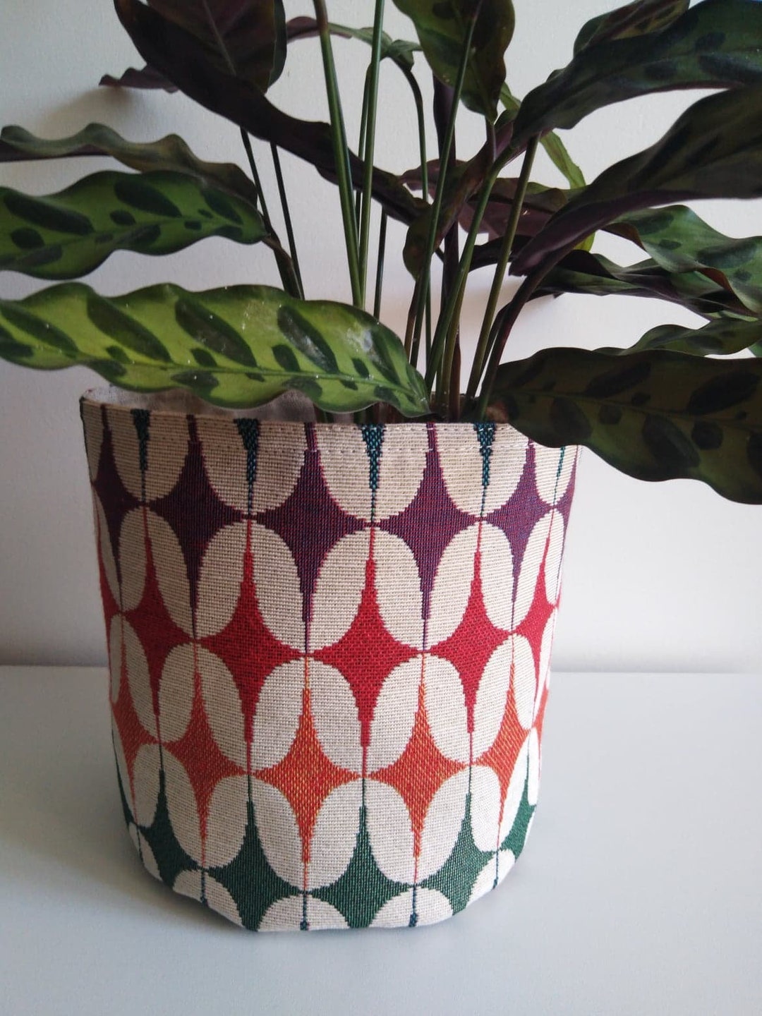 Fabric Pot Cover ø 16cm, 25cm in Cotton, Double-sided Pot, Geometric ...