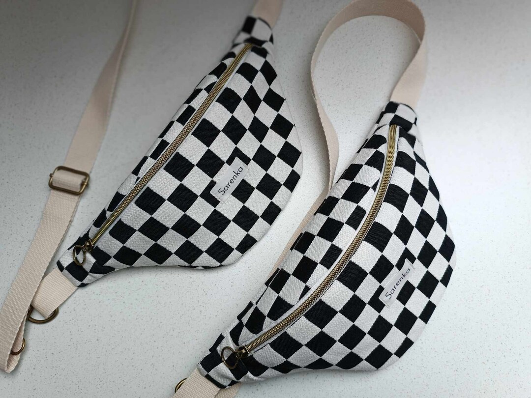 Checkerboard Pattern Fanny Pack, French Manufacture, Fluorescent Fanny ...